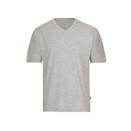 TRIGEMA Damen T-Shirt "TRIGEMA V-Shirt DELUXE Baumwolle", grau, Basic, Gr. S, Single Jersey, 100% Baumwolle, Shirts