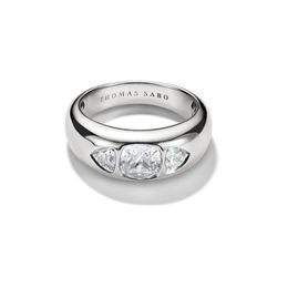 Thomas Sabo Damen Fingerring "Bold Elegance Ring mit facettierten Zirkoniasteinen", 54, Silber 925 (recycelt), 3,8mm, silber, Silber 925 (recycelt),