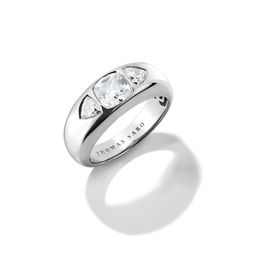 Thomas Sabo Damen Fingerring "Bold Elegance Ring mit facettierten Zirkoniasteinen", 56, Silber 925 (recycelt), 3,8mmsilberfarben, kristallwei&szlig;,
