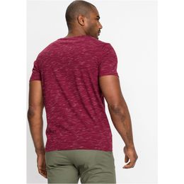 bonprix Herren T-Shirt, rot, Gr. 56, meliert, Jersey, Obermaterial: 93% Baumwolle, 7% Polyester, Shirts, lockere Passform, kurze &Auml;rmel, mit