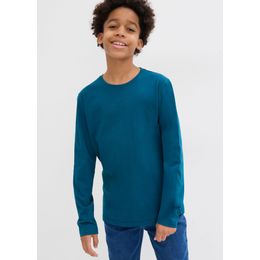 bonprix Jungen Langarmshirt, bunt, Gr. 176, mehrfarbig, unifarben, Single Jersey, Obermaterial: 100% Baumwolle, Shirts
