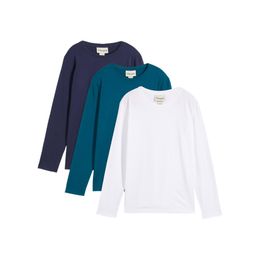 bonprix Jungen Langarmshirt, bunt, Gr. 140, mehrfarbig, unifarben, Single Jersey, Obermaterial: 100% Baumwolle, Shirts