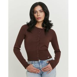 Tally Weijl Damen Strickjacke "SCAVIFRANKI"rocky road, Gr. L, unifarben, Strick, Obermaterial: 45% Polyester, 38% Viskose, 17% Polyamid,