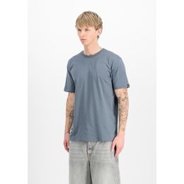 Herren T-Shirt "Label Backprint T-Shirt"denim blau, Gr. L, Alpha Industries, Obermaterial: 100% Baumwolle, Shirts