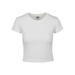Urban Classics Damen T-Shirt "Urban Classics Damen Ladies Stretch Jersey Cropped Tee", wei&szlig;, Gr. L, unifarben, 95% Baumwolle, 5% Elasthan, Shirts