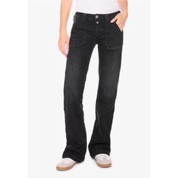 Damen Bequeme Jeans "FLARE", schwarz, Gr. 29, Le Temps Des Cerises, unifarben, 95% Baumwolle, 4% Polyester, 1% Elasthan, Jeans, mit stylischem