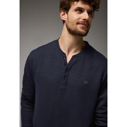 Street One MEN Herren Langarmshirt, blau, Gr. L, meliert, Web, 60% Baumwolle, 40% Polyester, Shirts, bestehend aus einem Materialmix