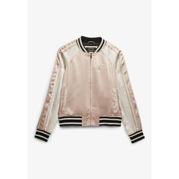 Superdry Damen Parka "SUIKAJAN EMBROIDERED BOMBER", beige, Gr. L, Web, Obermaterial: 100% Polyester, Jacken, Slim Fit, mit Rei&szlig;verschluss, aus
