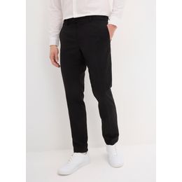 Anzughose bonprix, Herren, Gr. 54, N-Gr, schwarz, Web, Obermaterial: 100% Polyester. Futter: 100% Polyester, festlich, slim fit, Hosen Anzughose, Slim Fit, aus Polyester, festlicher Stil, Businessmode