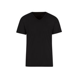 TRIGEMA Damen T-Shirt "TRIGEMA T Shirt aus Biobaumwolle mit V-Ausschnitt"schwarz, Basic, Gr. XXL, Single Jersey, 100% Baumwolle (Bio-Baumwolle kbA),
