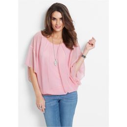 bonprix Damen Chiffonbluse "Chiffonbluse mit Untertop", blau, Gr. 42, Web, Obermaterial: 100% Polyester. Futter: 100% Viskose, Blusen,