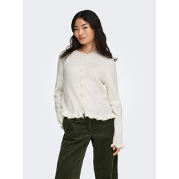 Jacqueline de Yong JDY Damen Strickjacke "JDYLETTY L/S ON FRILL CARDIGAN KNT NOOS"cloud dancer detail:melange, Gr. XL, meliert, Strick, Obermaterial: 64% Polyacryl, 36%