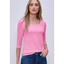 Street One Damen 3/4-Arm-Shirt "Style Pania"ibis rose, Gr. 36, unifarben, Jersey, Obermaterial: 50% Baumwolle, 50% Modal. Futter: 100% Baumwolle,