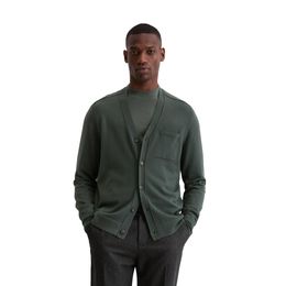 Marc O'Polo MARC O'POLO Herren Strickjacke, gr&uuml;n, Gr. S, Strick, Obermaterial: 100% Schurwolle, Strickjacken, regular fit aus weicher Merinowolle