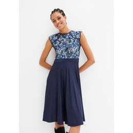 bonprix Damen Midikleid, blau, festlich, Gr. 36, Obermaterial: 70% Viskose, 25% Polyester, 5% Elasthan. Futter: 100% Polyester. Spitze: 97%