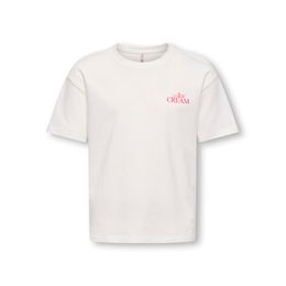 KIDS Only M&auml;dchen T-Shirt "KOGHELEN LIFE S/S LOOSE TEE JRS NOOS", wei&szlig;, Gr. 110, bedruckt, unifarben, Jersey, Obermaterial: 100% Baumwolle, Shirts,