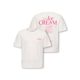 KIDS Only M&auml;dchen T-Shirt "KOGHELEN LIFE S/S LOOSE TEE JRS NOOS", wei&szlig;, Gr. 134, bedruckt, unifarben, Jersey, Obermaterial: 100% Baumwolle, Shirts,
