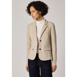 Kurzblazer Street One, Damen, Gr. 42, cotton beige, Web, 73% Baumwolle, 24% Polyester, 3% Elasthan, Strukturmuster, regular fit normal, V-Ausschnitt, normaler Saum, Blazer Kurzblazer, mit Struktur-Muster