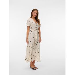 V&eacute;ro Moda VERO MODA Damen Sommerkleid "VMJOAN S/S 7/8 SHIRT DRESS WVN BTQ"birch aop:joan, Gr. S, bedruckt, Web, Obermaterial: 92% Viskose, 8% Polyester,