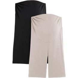 bonprix Damen Radlerhoseschwarz, beige, Gr. 44, Jersey, Obermaterial: 95% Baumwolle, 5% Elasthan, Hosen, aus elastischem Material, mit Jerseybund,