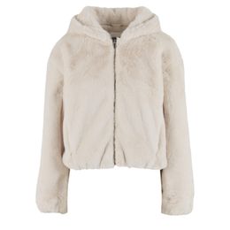 Urban Classics Damen Sweatjacke "Urban Classics Ladies Full Zip Faux Fur Hoodie"sandwei&szlig;, Gr. XS, unifarben, 100% Polyester, Sweatjacken
