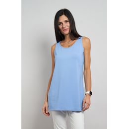 Seidel Moden Damen Longtop, blau, Gr. 34, unifarben, Jersey, Obermaterial: 94% Viskose, 6% Elasthan, Tops, mit Viskose und Stretch - MADE IN GERMANY
