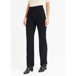 bonprix Damen Jerseyhose, schwarz, Gr. 48, Jersey, Obermaterial: 70% Viskose, 25% Polyester, 5% Elasthan, Hosen, mit Viskose-Anteil, schmale