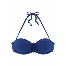 Buffalo Damen B&uuml;gel-Bandeau-Bikini-Top "Happy", blau, Gr. 40, unifarben, Microfaser, Polyamid, Bikini-Oberteile, mit geflochtenem Detail
