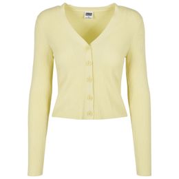 Urban Classics Damen Strickjacke "Urban Classics Damen Ladies Short Rib Knit Cardigan"softgelb, Gr. 5XL, unifarben, 35% Polyacryl, 35% Viskose, 30%
