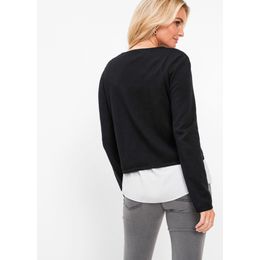 bonprix Damen Strickjackeschwarz, Gr. 40, unifarben, Strick, Obermaterial: 70% Baumwolle, 30% Polyamid, Strickjacken, bequeme Passform, klassischer