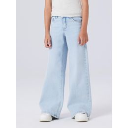 name it M&auml;dchen Weite Jeans "NKFPOLLY X-WIDE JEANS 3057-FR NOOS", blau, Gr. 146, leichte Abriebeffekte, Denim/Jeans, Obermaterial: 98% Baumwolle, 2%
