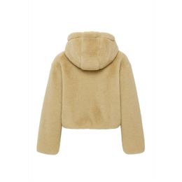 Urban Classics Damen Sweatjacke "Urban Classics Ladies Full Zip Faux Fur Hoodie", beige, Gr. XS, unifarben, 100% Polyester, Sweatjacken