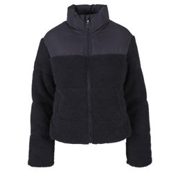 Urban Classics Damen Winterjacke "Urban Classics Damen Ladies Short Sherpa Mix Puffer Jacket"schwarz, schwarz, Gr. XS, unifarben, 100% Polyester,