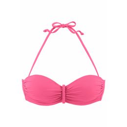 Buffalo Damen B&uuml;gel-Bandeau-Bikini-Top "Happy", rosa, Gr. 34, unifarben, Microfaser, Polyamid, Bikini-Oberteile, mit geflochtenem Detail