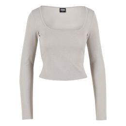 Urban Classics Damen T-Shirt "Urban Classics Ladies Glitter Square Neck Longsleeve"sandwei&szlig;, Gr. S, unifarben, 100% Kunststoff, Shirts