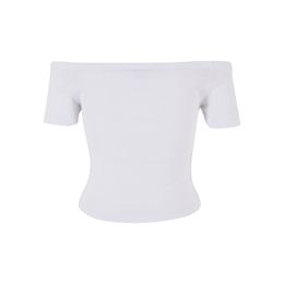 Urban Classics Damen T-Shirt "Urban Classics Damen Ladies Organic Off Shoulder Rib Tee", wei&szlig;, Gr. 4XL, unifarben, 95% Baumwolle, 5% Elasthan, Shirts