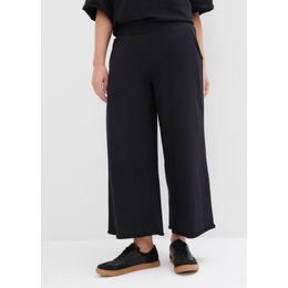 Sweathose bonprix, Damen, Gr. 52/54 (XXL), N-Gr, schwarz, Sweatware, Obermaterial: 100% Baumwolle, loose fit, Hosen Sweathose, aus Baumwolle, lockere Passform, weites Bein, bequemer Bund