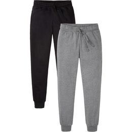 bonprix Herren Jogginghose, schwarz-wei&szlig;, Gr. 44, Web, Obermaterial: 50% Baumwolle, 50% Polyester, Hosen, aus Baumwolle und Polyester, mit