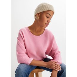 bonprix Damen Strickpulloverrosa, Gr. 52, Strukturmuster, unifarben, Strick, Obermaterial: 50% Viskose, 26% Polyamid, 24% Polyester, Pullover, aus