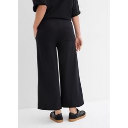 bonprix Damen Sweathose, schwarz, Gr. 36, Sweatware, Obermaterial: 100% Baumwolle, Hosen, aus Baumwolle, lockere Passform, weites Bein, bequemer Bund