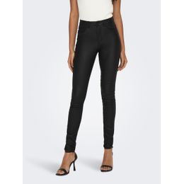 Only Damen Lederimitathose "ONLROYAL HW SK ROCK COATED", schwarz, Gr. L, unifarben, Web, Obermaterial: 77% Viskose, 20% Nylon, 3% Elasthan, Hosen