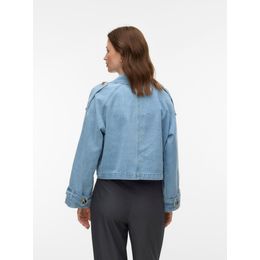 V&eacute;ro Moda VERO MODA Damen Jeansjacke "VMLELOU LS SHORT TRENCHCOAT MIX NOOS"light blau denim, Gr. L, unifarben, Denim/Jeans, Obermaterial: 100% Baumwolle,