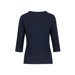 TRIGEMA Damen T-Shirt "TRIGEMA Langarmshirs aus Biobaumwolle", blau, Basic, Gr. L, Single Jersey, 100% Baumwolle (Bio-Baumwolle kbA), Shirts