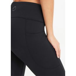 bonprix Damen Funktionsleggings, schwarz, Gr. 36, Jersey, Obermaterial: 77% Polyamid, 23% Elasthan, Hosen, weiches Material, doppelter Taillenbund,