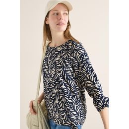 Langarmbluse Cecil, Damen, Gr. M (40), universal blau, Web, Obermaterial: 100% Viskose, gemustert, l&auml;ssig geschnitten h&uuml;ftbedeckend, Rundhals, elastischer Bund, Blusen, mit Allover-Muster und aus reiner Viskose