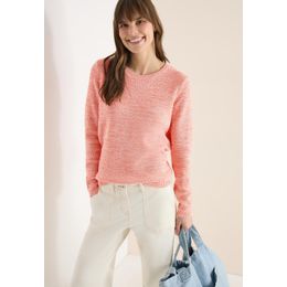 Cecil Damen Strickpullover, rosa, Gr. XL, meliert, Grobstrick, Obermaterial: 75% Baumwolle, 25% Polyester, Pullover, meliert, mit Rundhals