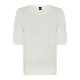 BOSS Orange Damen Kurzarmpullover "Fiaffu Premium Damenmode", wei&szlig;, Gr. M, unifarben, Feinstrick, Obermaterial: 60% Viskose, 35% Polyacryl, 5%