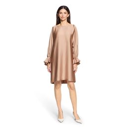 Betty Barclay Damen Midikleid "Damen langarm"macchiato, Gr. 48, Satin, Obermaterial: 100% Polyester, Kleider