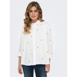 Only Damen Hemdbluse "ONLNEW LINA GRACE LS EMB SHIRT NOOS WVN", wei&szlig;, Gr. L, bedruckt, Web, Obermaterial: 100% Baumwolle, Blusen