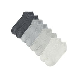 Sneakersocken bonprix, Herren, Gr. 39-42, hellgrau meliert, grau meliert, natur meliert, anthrazit meliert, Baumwollmischung, meliert, unifarben, elastisch, Socken Sneakersocken, je 2 pro Farbweg